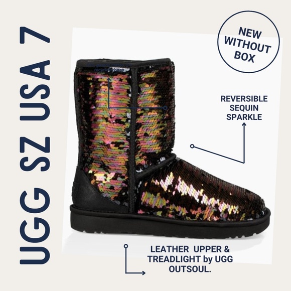 UGG | Shoes | Ugg Sequin Sparkle Reversible 94982 Classic Boot Nwb Sz 7 | Poshmark